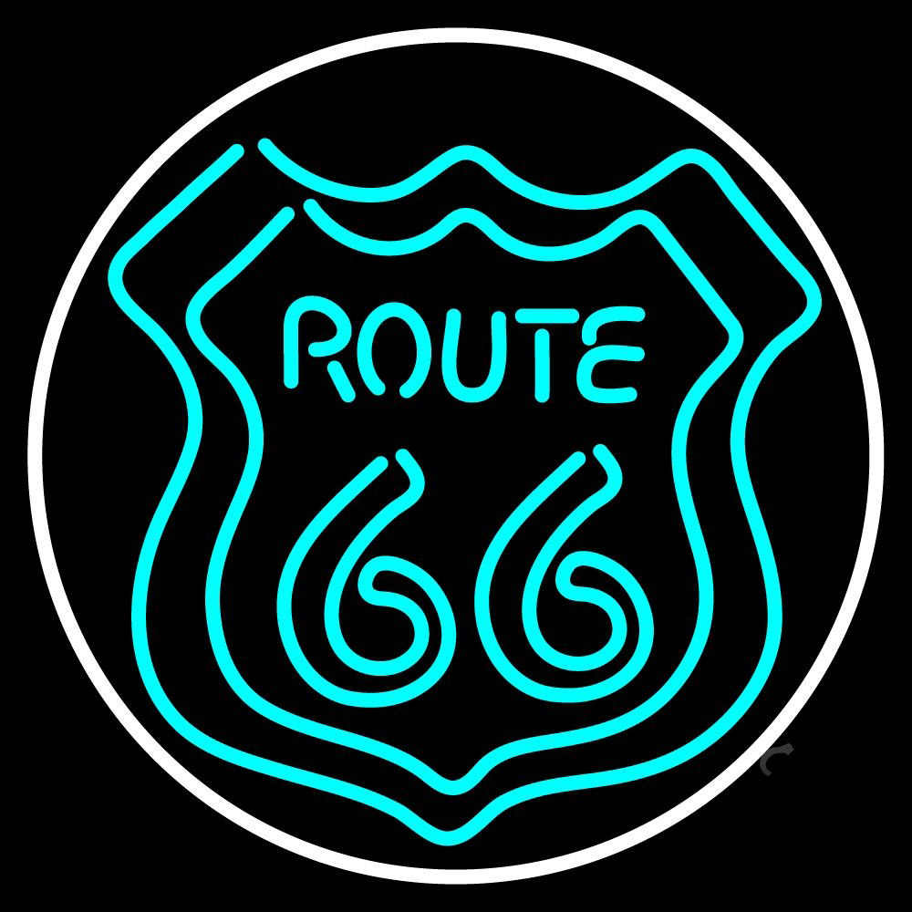 Turquoise Double Stroke Route 66 Neon Sign | Retro Neon Signs | Neon Light