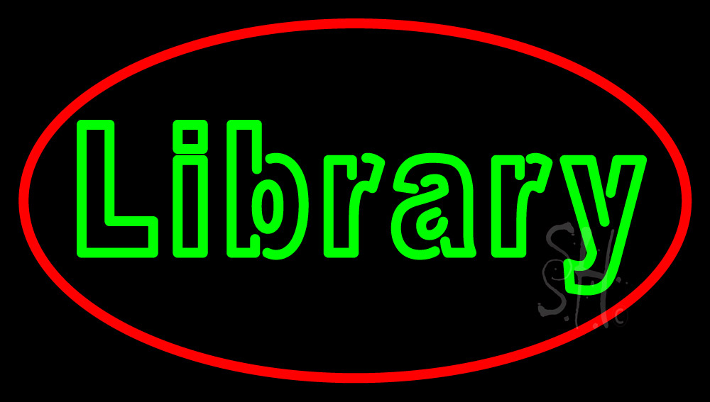 Blue Library With Red Neon Sign | Books Neon Signs | Neon Light