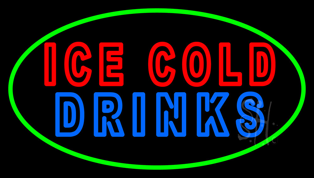Double Stroke Ice Cold Drinks Neon Sign | Beverages Neon Signs | Neon Light