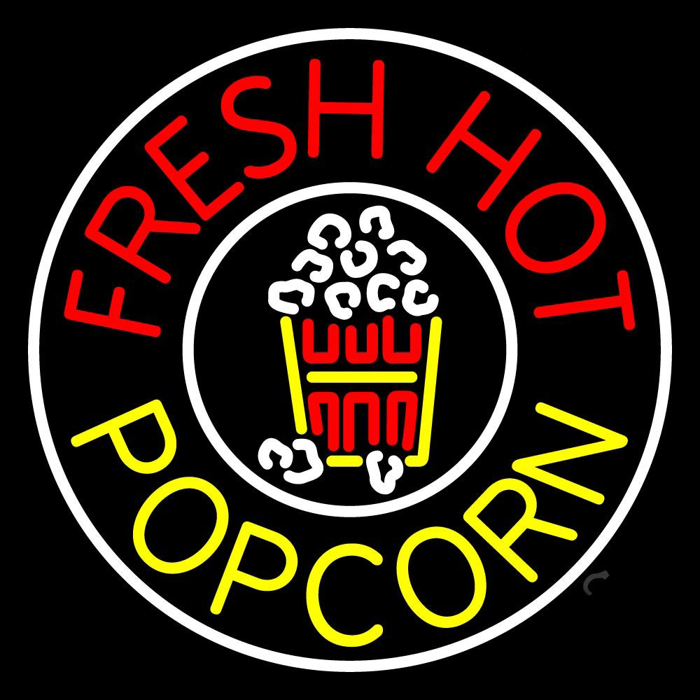 Red Fresh Hot Yellow Popcorn Neon Sign | Movies Neon Signs | Neon Light