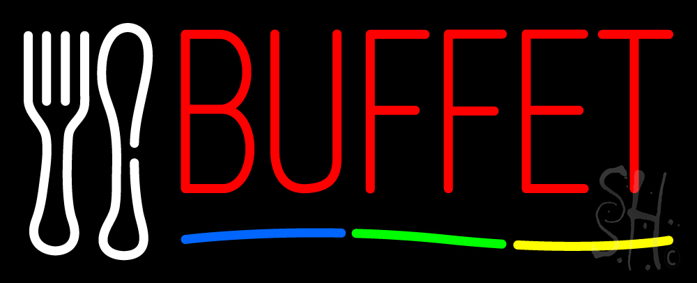 Buffet With Multi Colored Line Neon Sign | Restaurant Neon Signs | Neon ...
