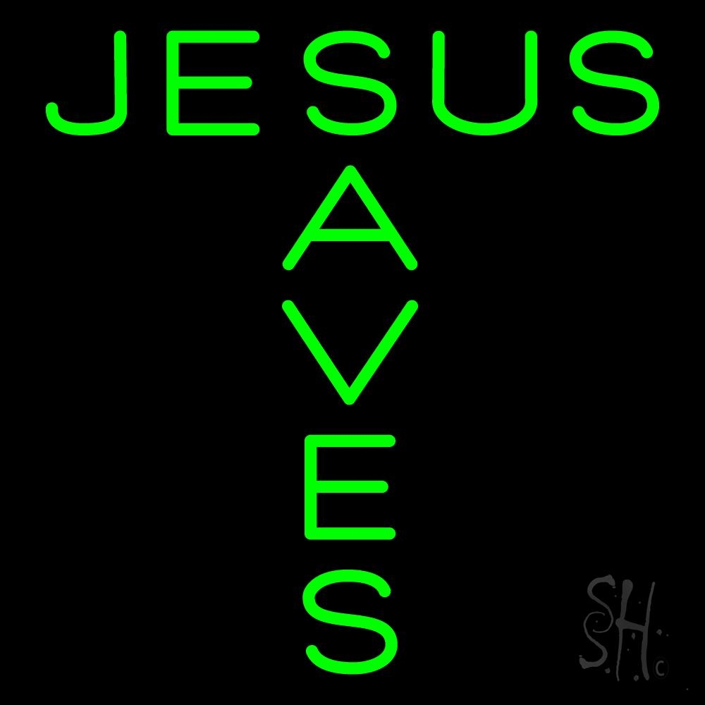 Green Jesus Saves Neon Sign | Religious Neon Signs | Neon Light