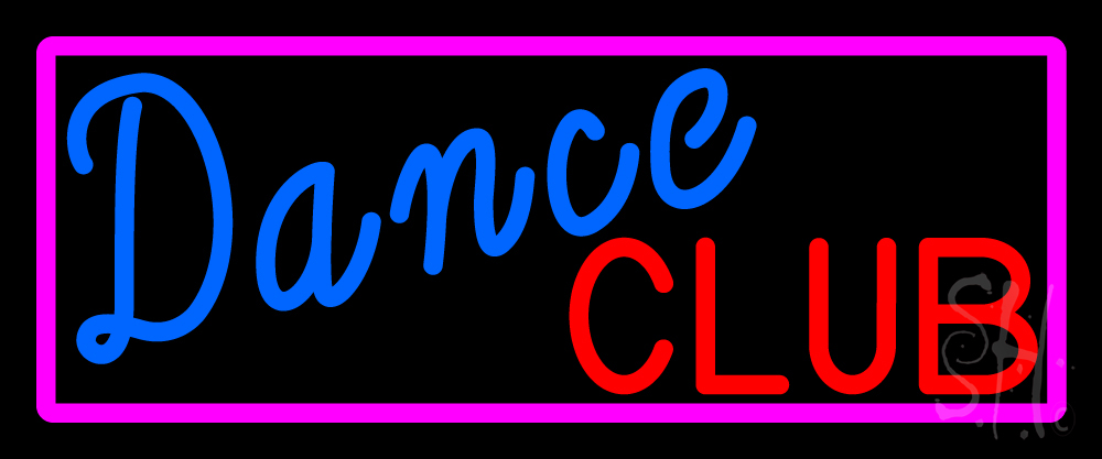 Dance Club With Pink Border Neon Sign | Strip Club Neon Signs | Neon Light