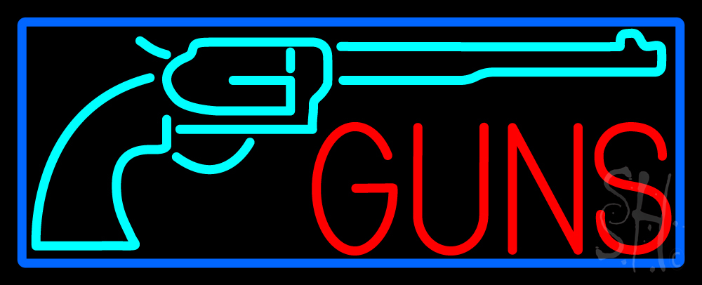 Red Guns Turquoise Logo Neon Sign | Military Neon Signs | Neon Light