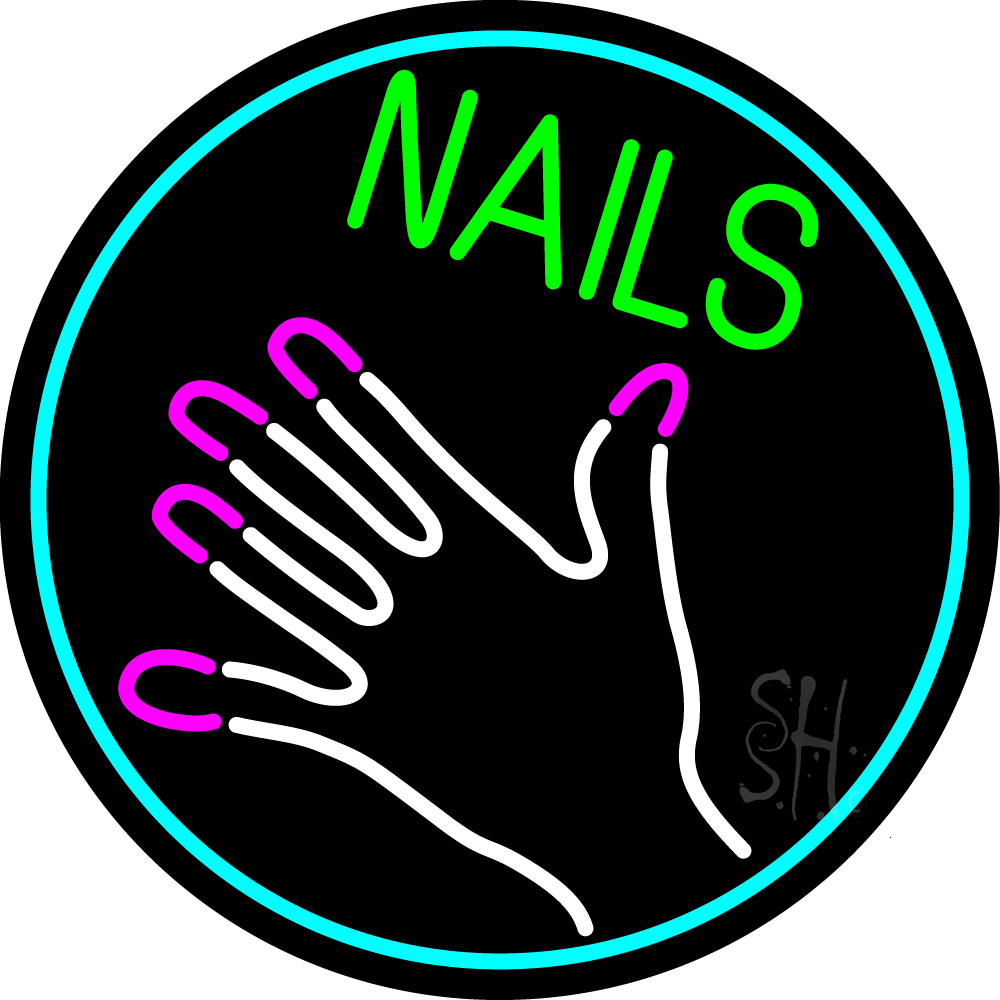 Nails With Hand Logo Neon Sign | Salon Neon Signs | Neon Light