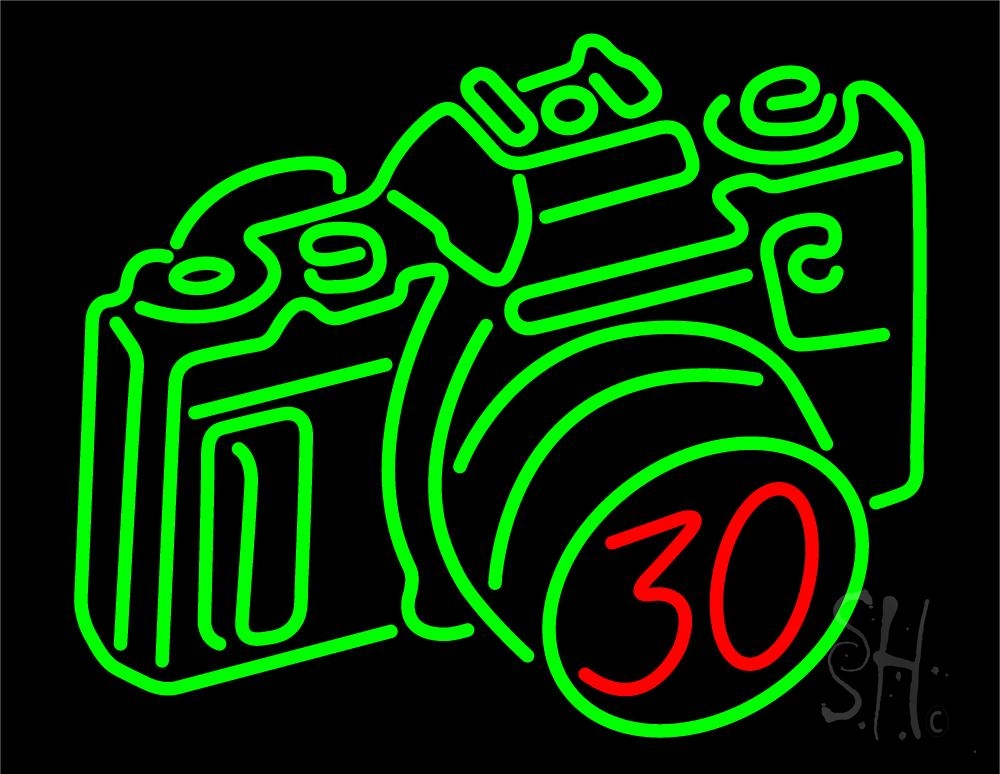 Green Camera Logo Neon Sign | Computer & Electronics Neon Signs | Neon ...