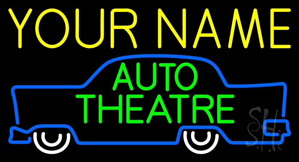 Custom Green Auto Theatre Car Logo Neon Sign | Neon Light Custom | Neon ...