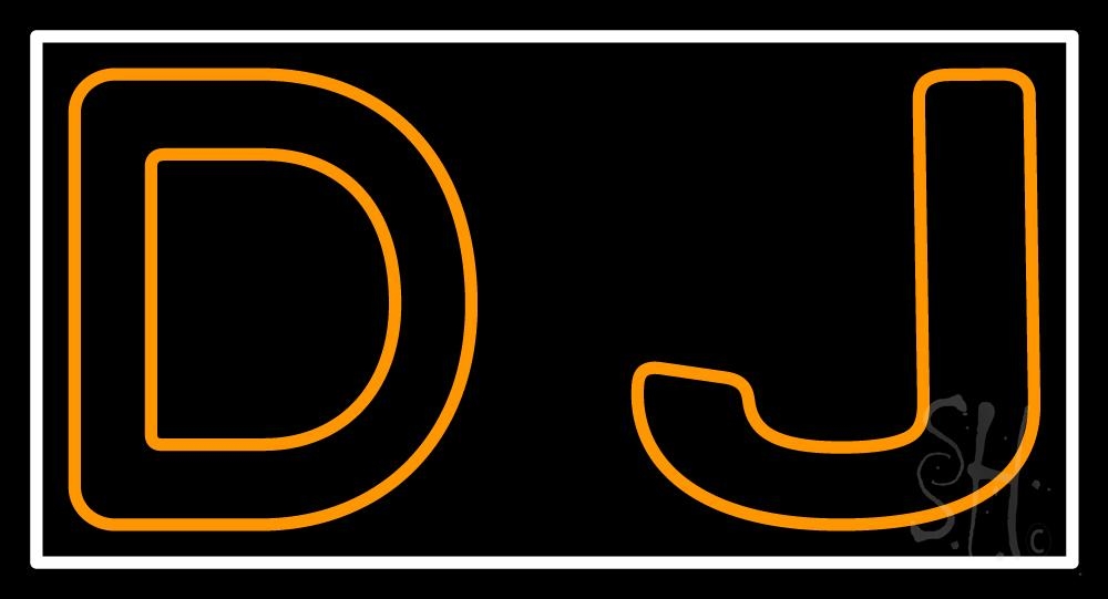 Orange Dj With White Border Neon Sign | Music Neon Signs | Neon Light