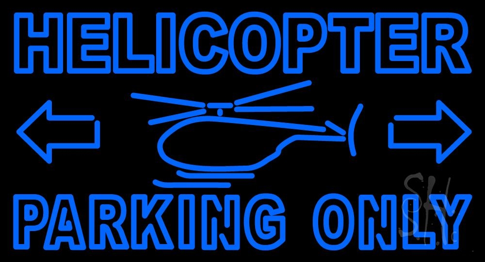 Blue Helicopter Parking Only Neon Sign | Military Neon Signs | Neon Light
