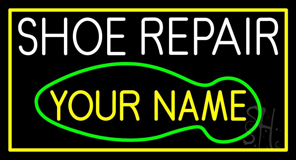 Custom White Shoe Repair With Logo Neon Sign | Custom Neon Signs | Neon ...