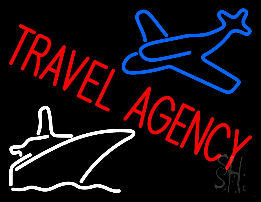 Red Travel Agency With Logo Neon Sign | Travel Neon Signs | Neon Light