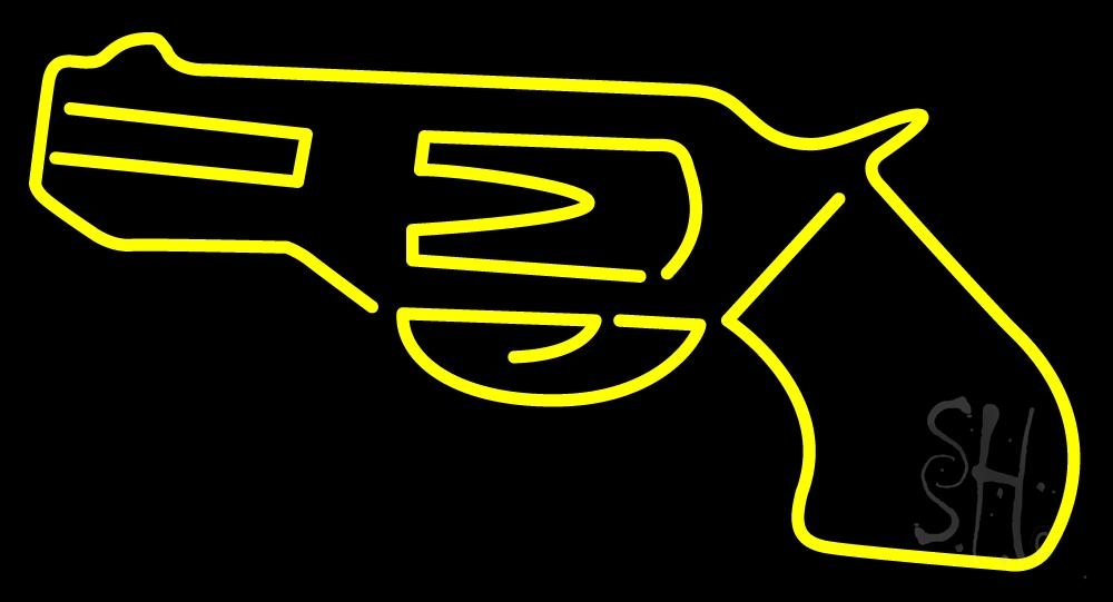 Yellow Gun Neon Sign | Military Neon Signs | Neon Light