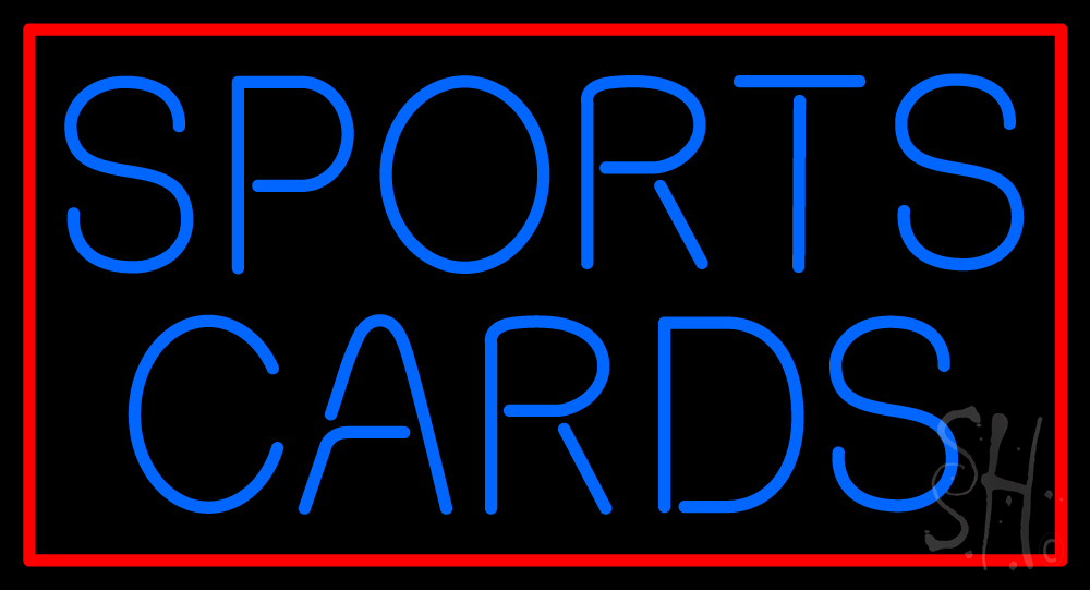 Blue Sports Cards Red Border Neon Sign | Sports Neon Signs | Neon Light
