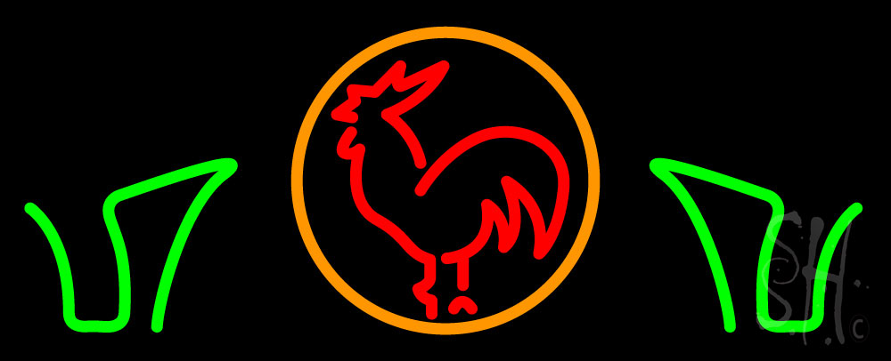 Red Rooster With Circle Neon Sign | Animals Neon Signs | Neon Light
