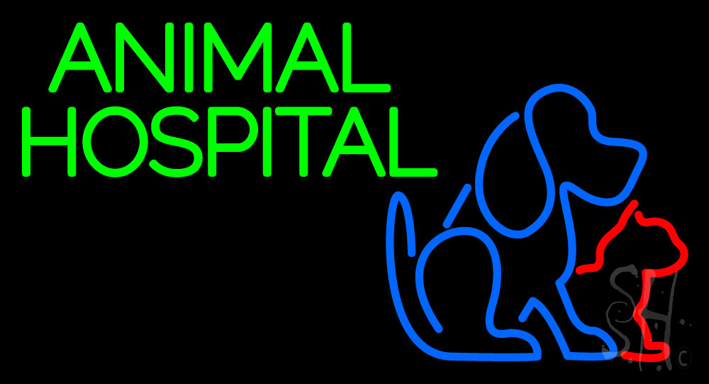 Animal Hospital Dog Cat Logo Veterinary Neon Sign | Animals Neon Signs ...